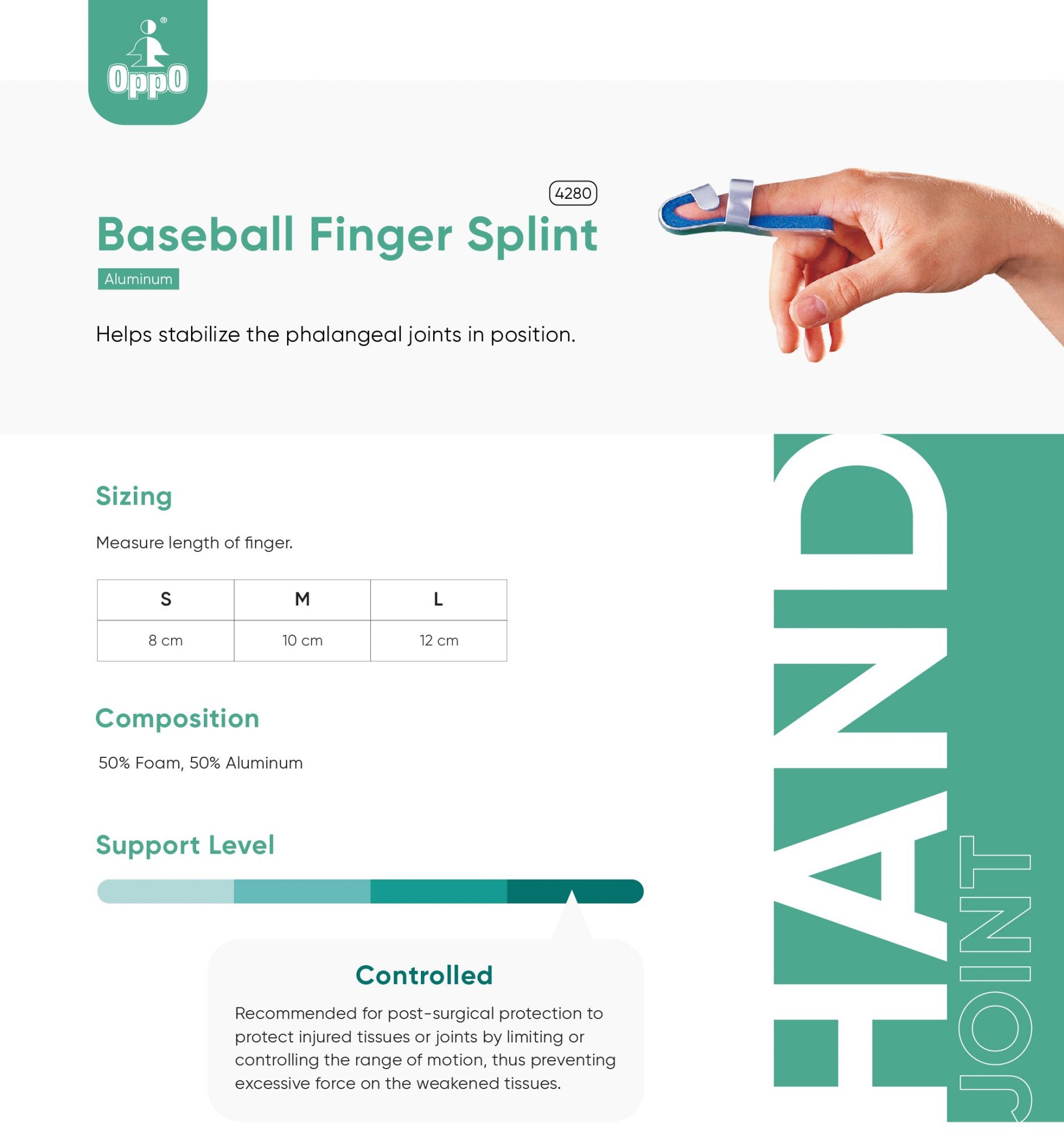 OPPO Baseball Finger Splint 4280 Stabilizer Support Brace Fracture ...