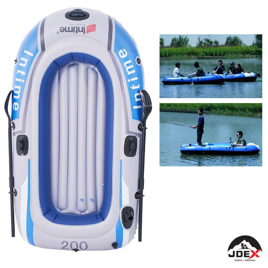 JDEX Intime Inflatable Boat 2/4 Person PVC Rubber Inflatable Boat Thick ...