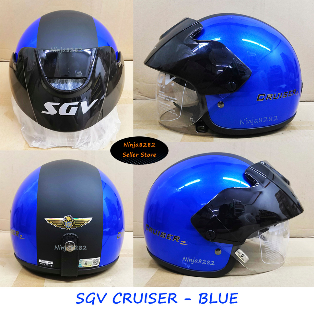 SGV Cruiser Visorex Half Cut Helmet - Grey | Shopee Malaysia