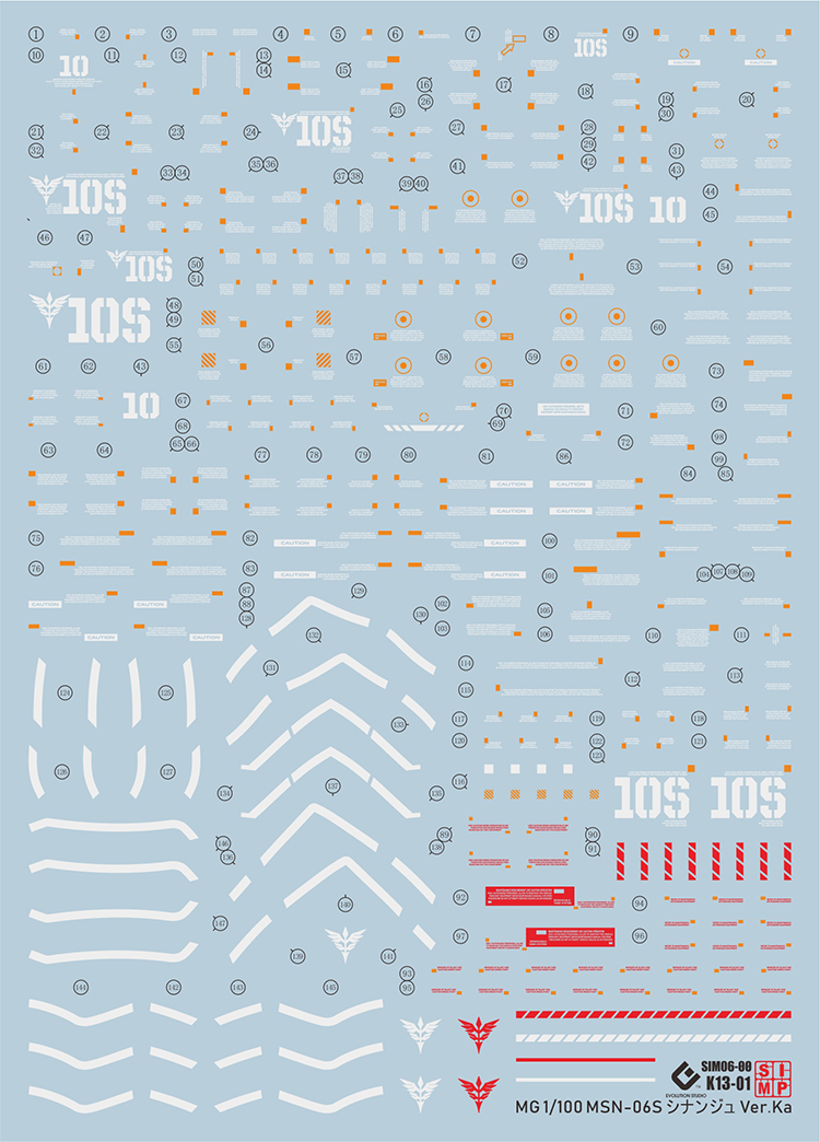 [EVO] E-M166/E-M116 MG 1/100 MSN-06S SINANJU WATER SLIDE DECAL ...