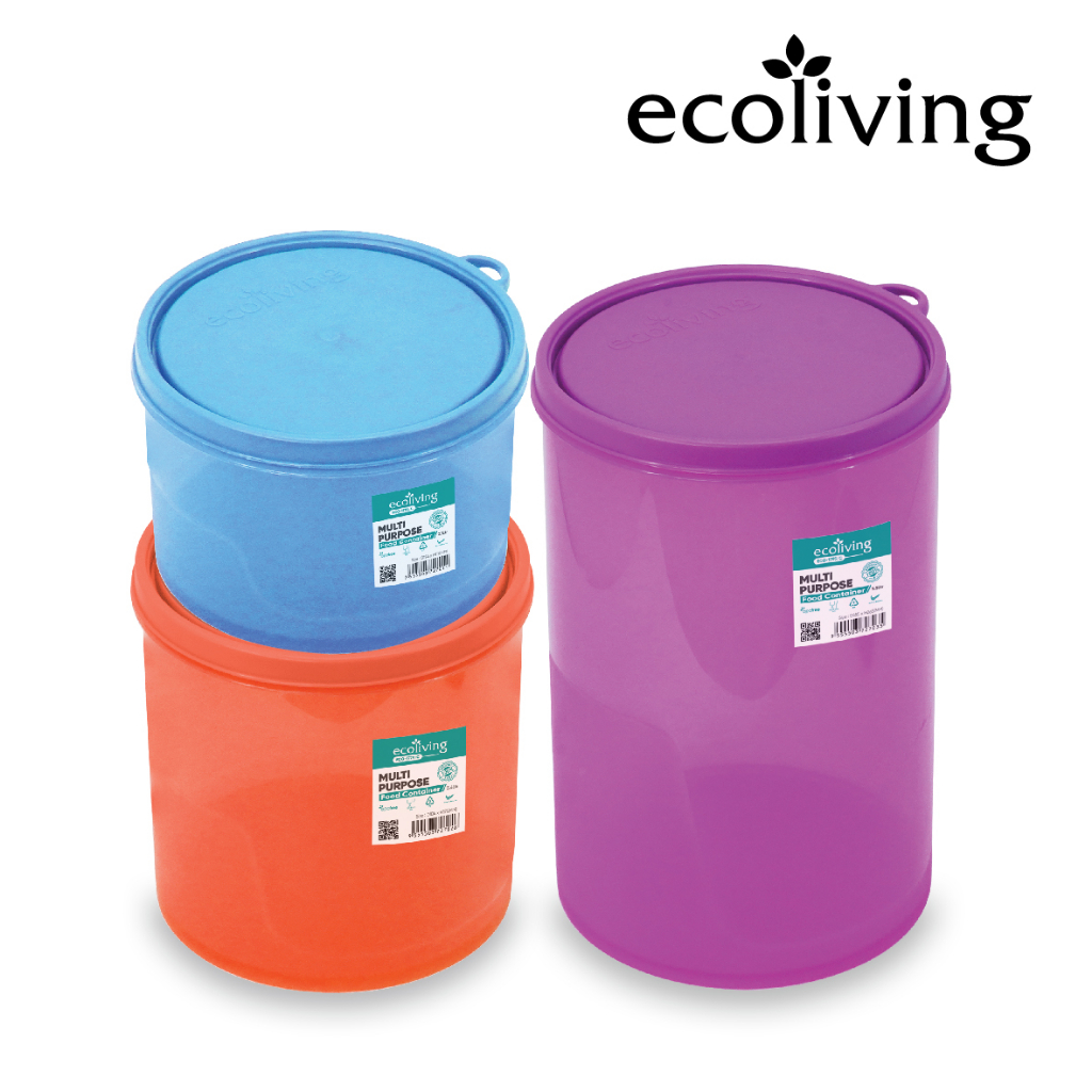 ECO LIVING 2.1/3.4/5.5Ltr Airtight Round Colourful Food Storage ...