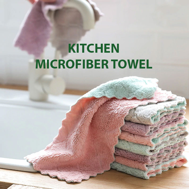 𝗫𝟮 𝗦𝗜𝗗𝗘𝗗 》 Microfiber Cloth Kitchen Oil Household Cleaning Cloth Wiping ...