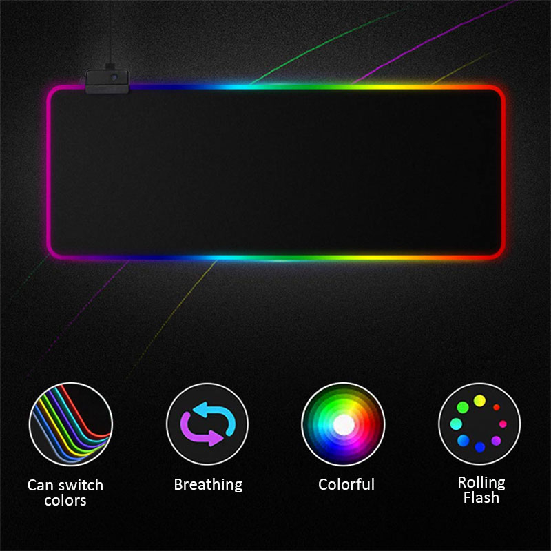 𝟭𝟰 𝗠𝗢𝗗𝗘𝗦 》800x300mm / 80x30cm RGB Rainbow LED Light Mouse Pad ...
