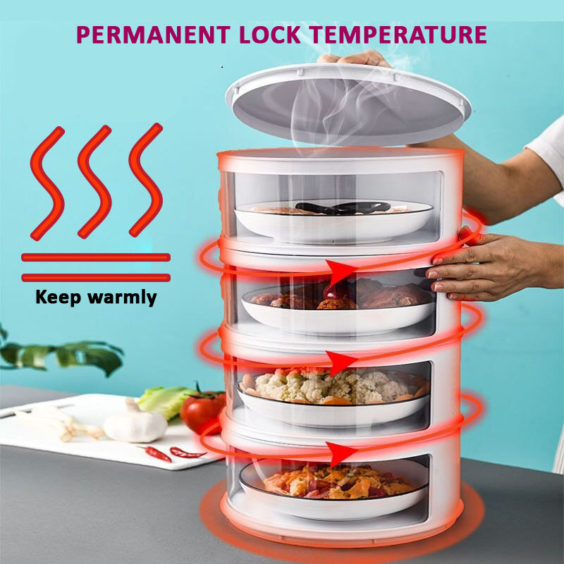 𝟱 𝗟𝗔𝗬𝗘𝗥 》 Food Cover Transparent Stackable Insulation Dish Dustproof ...