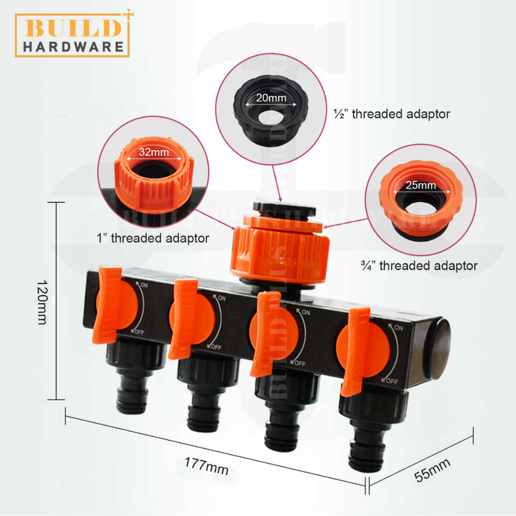 4 Ways Water Outlet Controller With Shut Off Valve Garden Tap Faucet ...