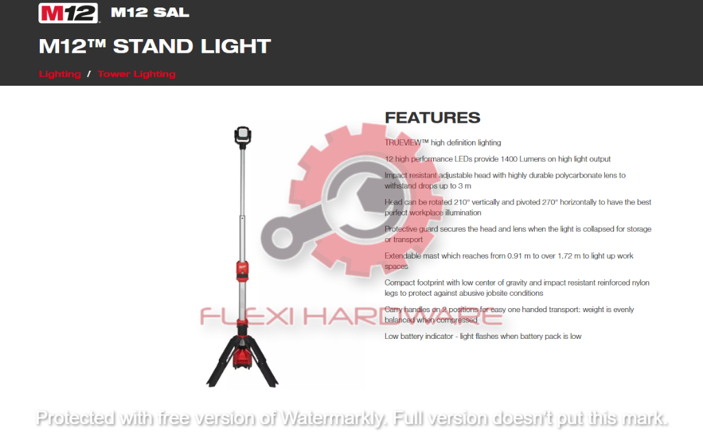 Milwaukee M12 Area Stand Light (M12-SAL) | Shopee Malaysia