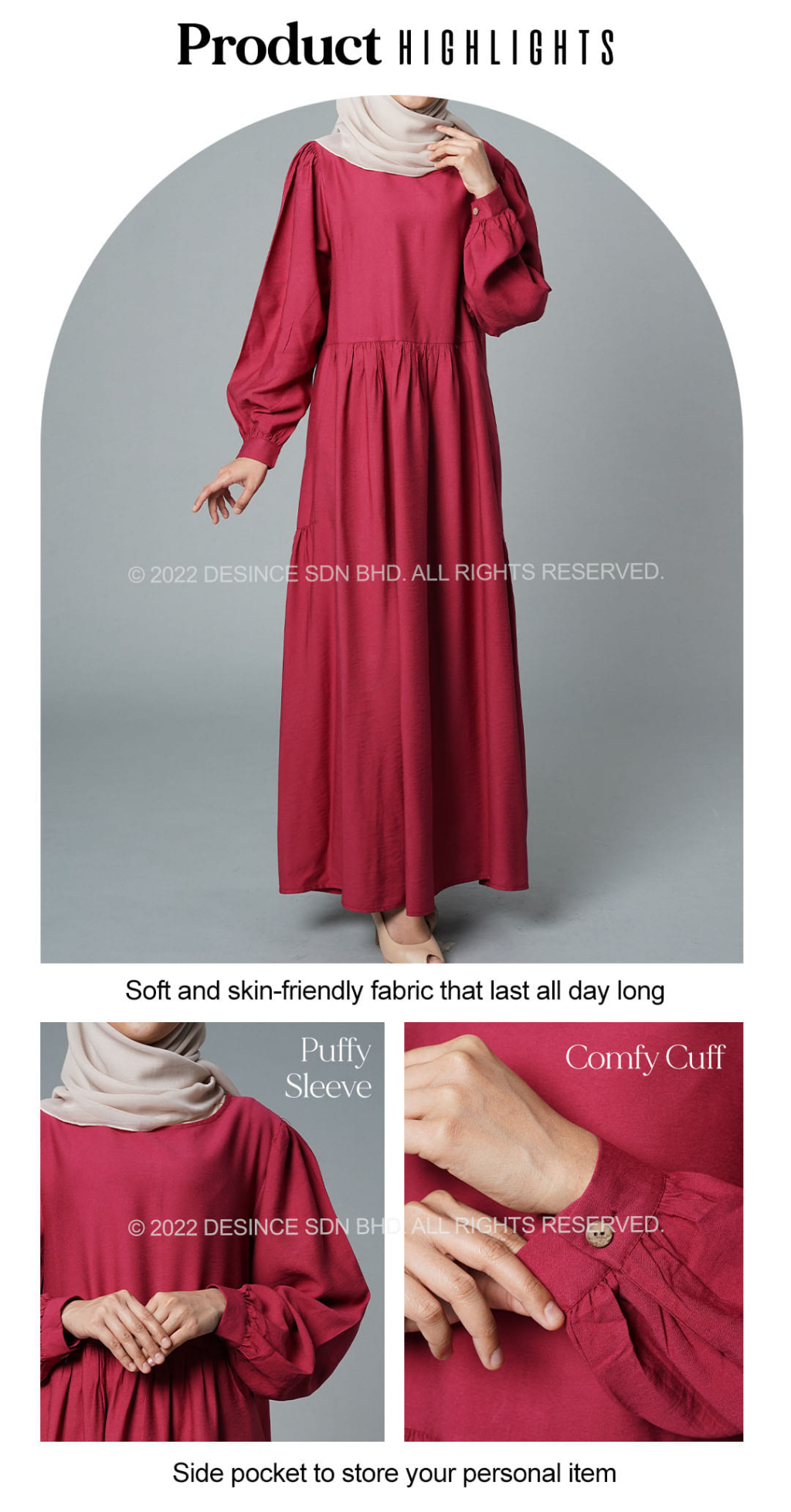🇲🇾 DESINCE Muslimah Dress Women Dress Full Length Maxi Dress Wanita ...