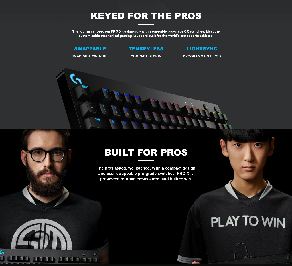 LOGITECH G PRO X Wired Keyboard with Swappable Pro-grade Switches ...