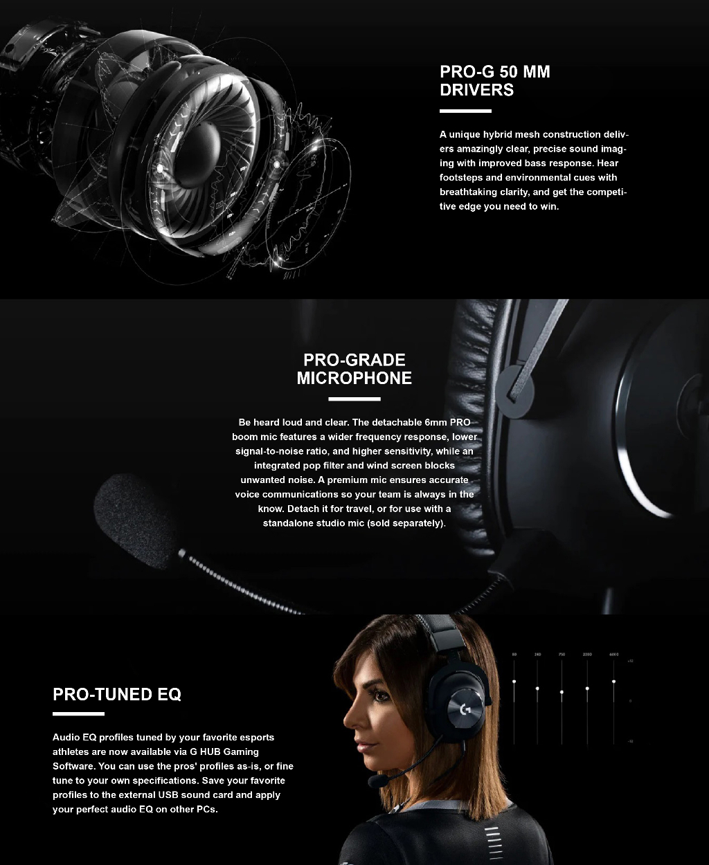 LOGITECH G PRO Hypersonic Wired Gaming Headset with PRO-G 50 MM Drivers ...