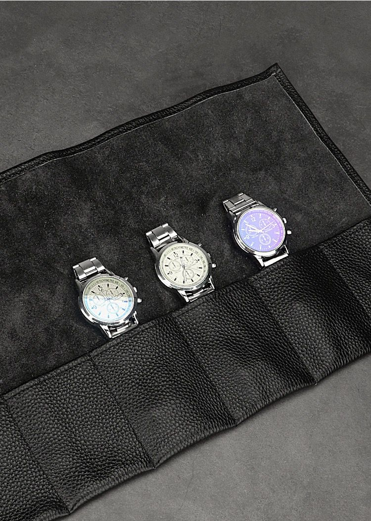 Ezego Genuine Leather roll watch storage bag portable watch leather ...