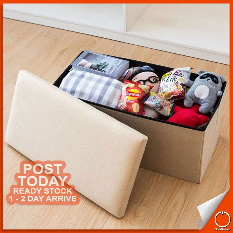 𝐄𝐗𝐓𝐑𝐀 𝐋𝐀𝐑𝐆𝐄 XL 76 x 38 x 38cm Foldable Ottoman Storage Stool Box ...
