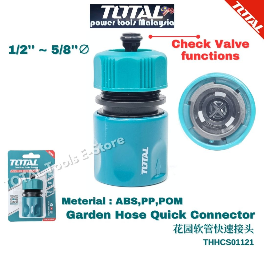 TOTAL Gardening Hose Quick Connector for 5/8'', 1/2" Garden Hose w ...
