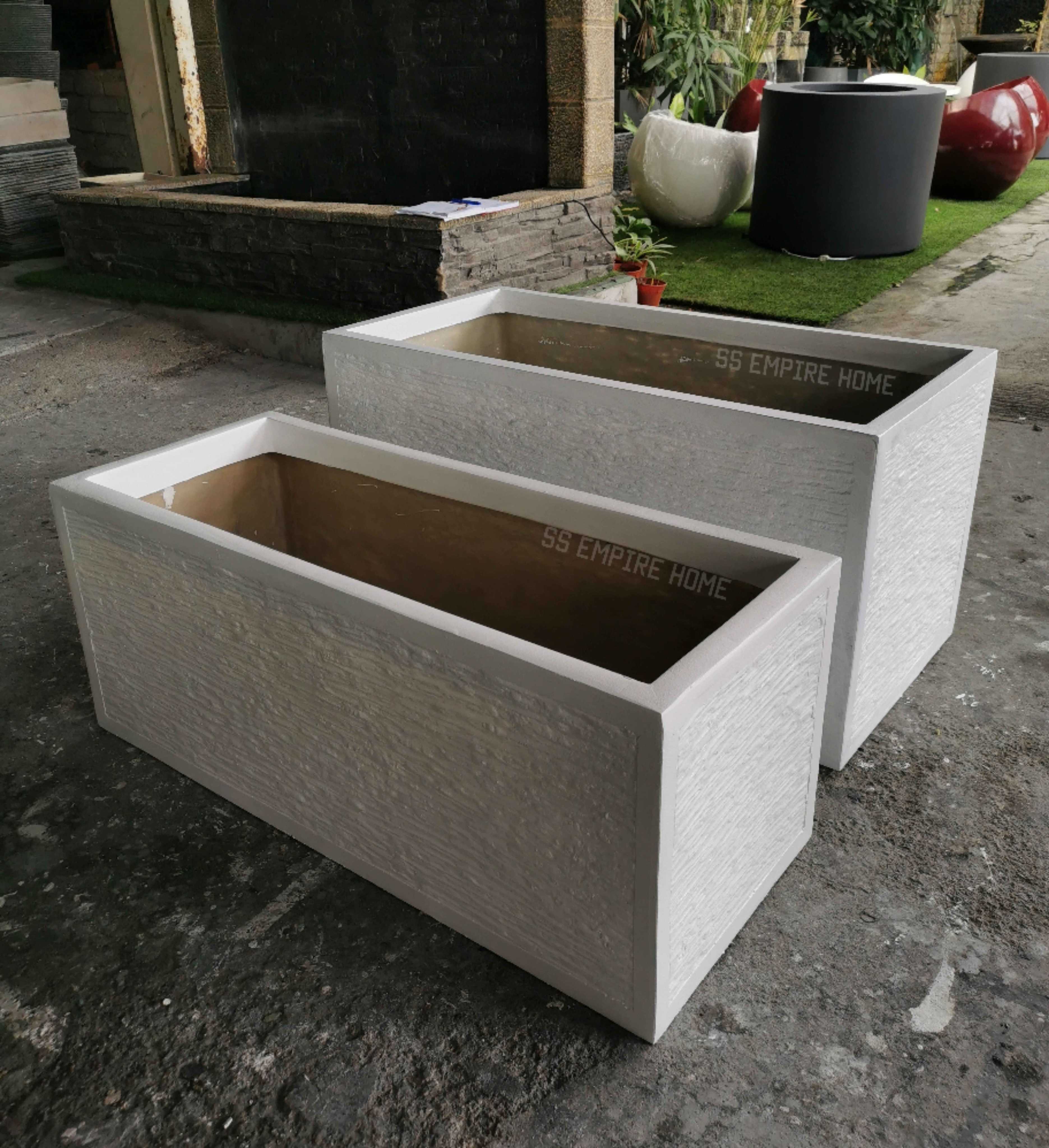 RUDI PB7 White Texture Planter box Fiberglass Flower Pot Pasu Bunga ...