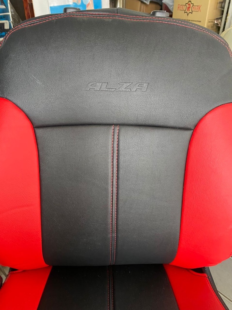 💯premium 📣Perodua Alza Red balck Semi Leather Custome Made Car Cushion ...