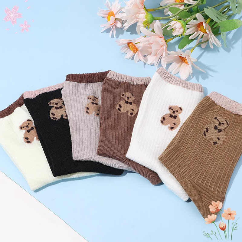 𝐅𝐈𝐓 𝐓𝐈𝐆𝐇𝐓𝐋𝐘 Cute Bear Teddy Cotton Socks Breathable Women Stocking ...