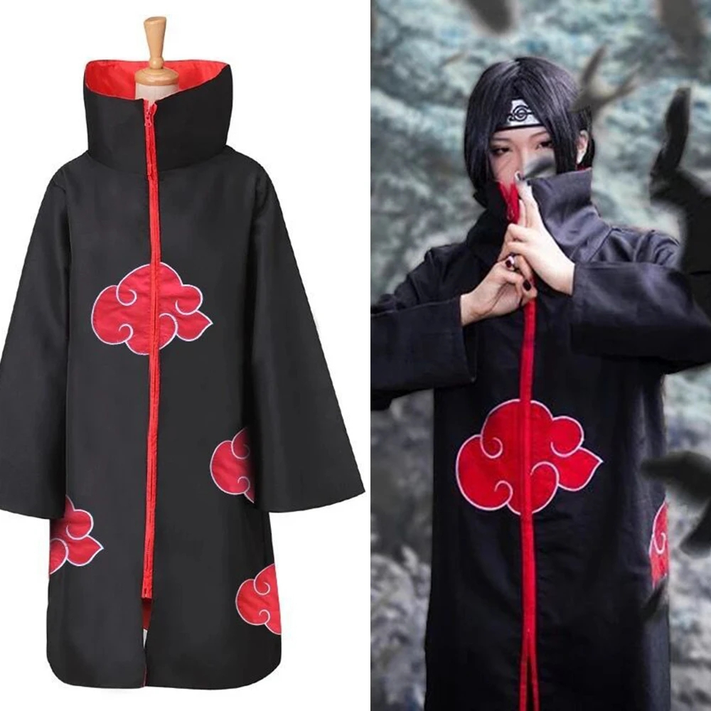 Anime Uchiha Itachi Akatsuki Cosplay Costume Cloak Cape Full Set Outfit ...