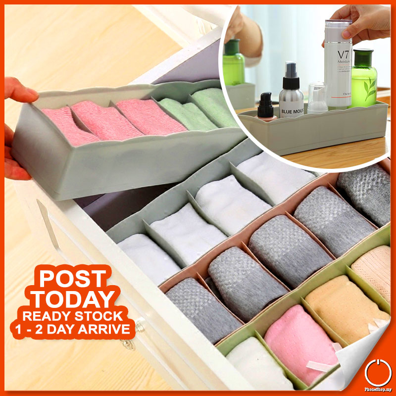 𝗠𝗨𝗟𝗧𝗜𝗙𝗨𝗡𝗖𝗧𝗜𝗢𝗡𝗔𝗟 5 Grids Underwear Sock Bra Panties Storage Box Wardrobe ...