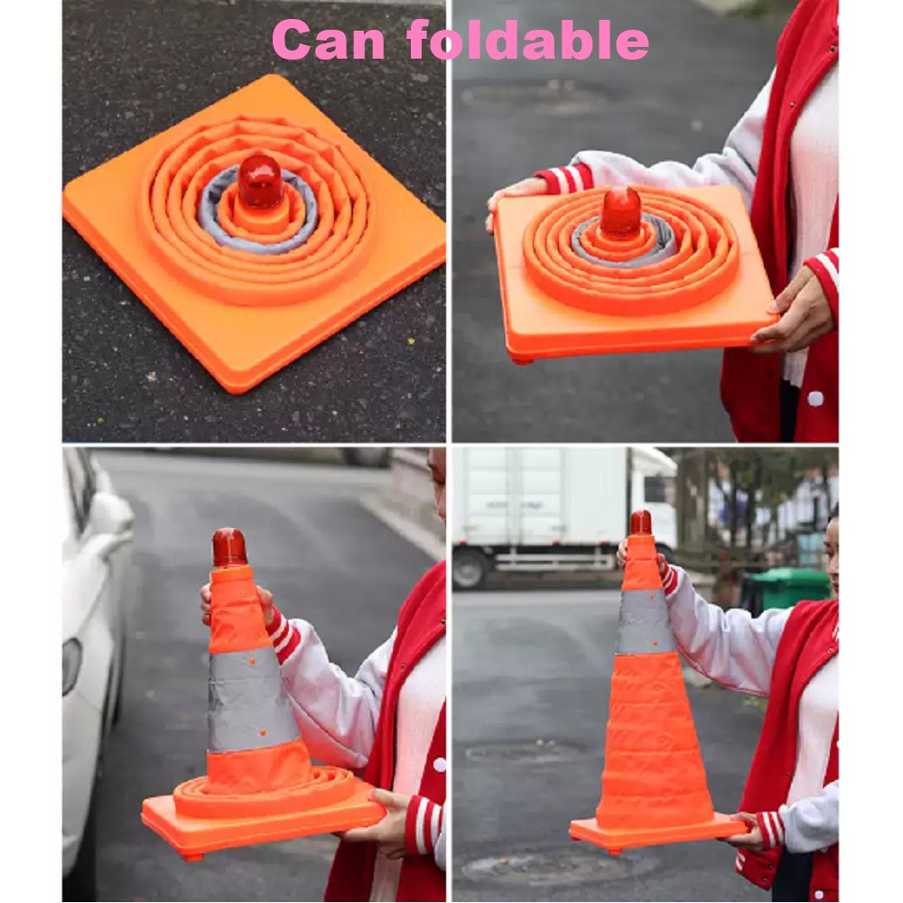 TRENY [70CM] PORTABLE EXPANDABLE FOLDABLE SAFETY TRAFFIC ROAD CONE ...