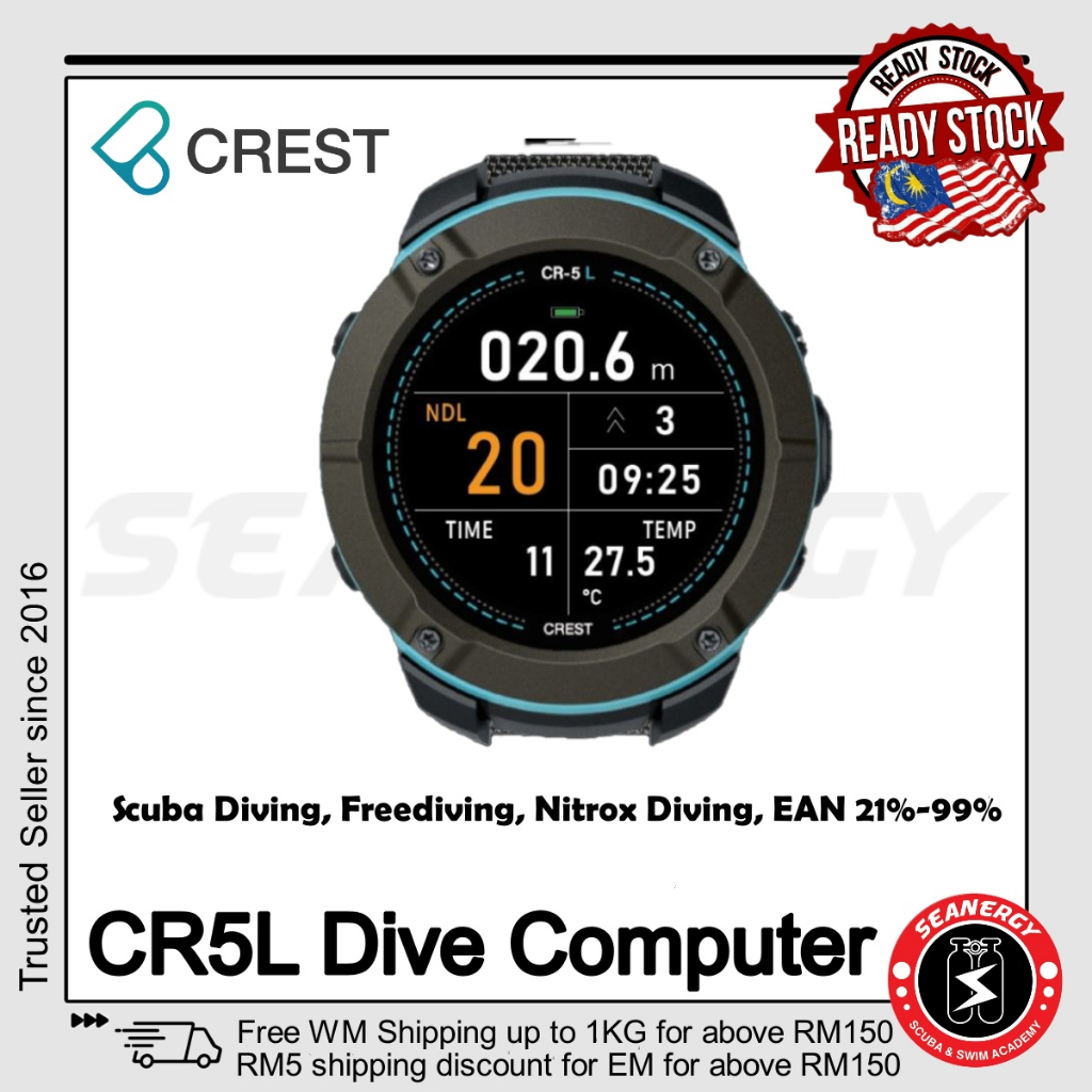 CREST CR5L Dive Computer for Scuba Diving Freedive Nitrox Heart Rate ...
