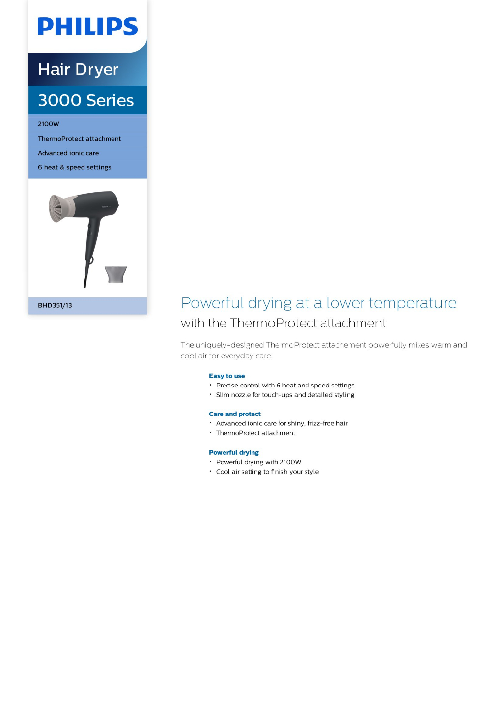 Philips 2100W Ionic Hair Dryer 3000 series BHD351 | Shopee Malaysia