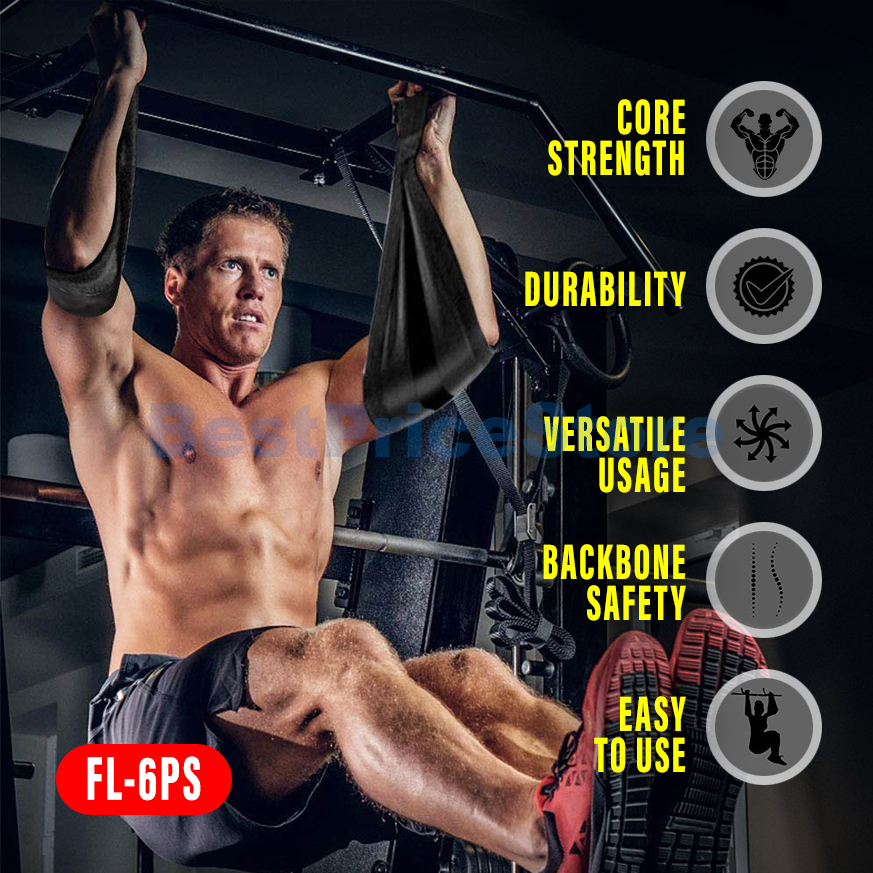 BPS Premium Heavy Duty Six Packs Ab Strap Hanging Chin Up Pair Leg ...