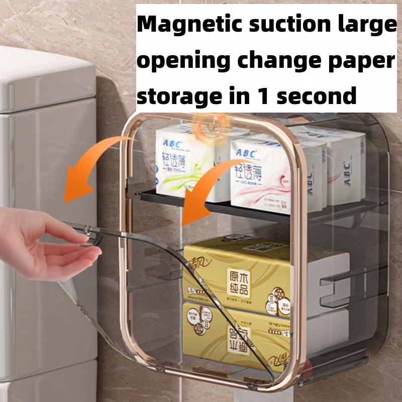 Bathroom Storage Box Wall-mounted Tissue Holder WaterProof Toilet Paper ...