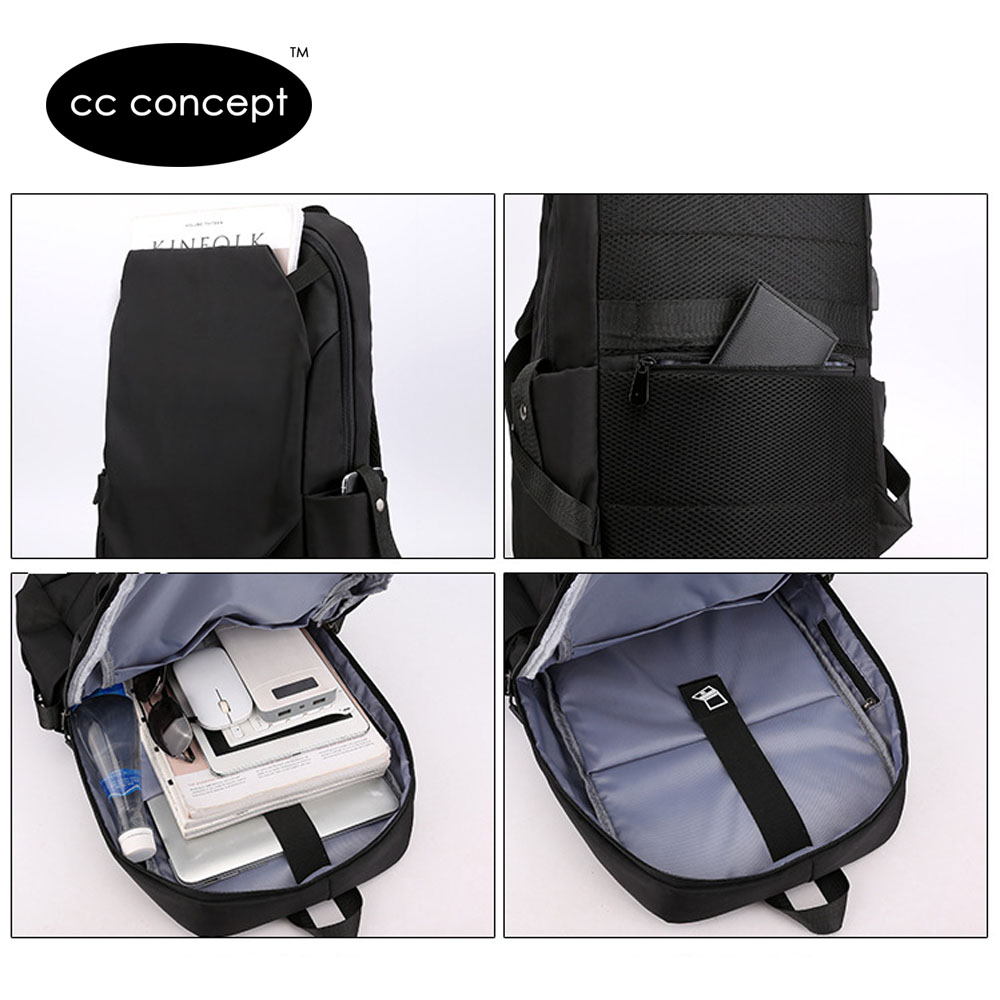 CC CONCEPT Premium Laptop Backpack Waterproof USB Charging Travel Bag ...