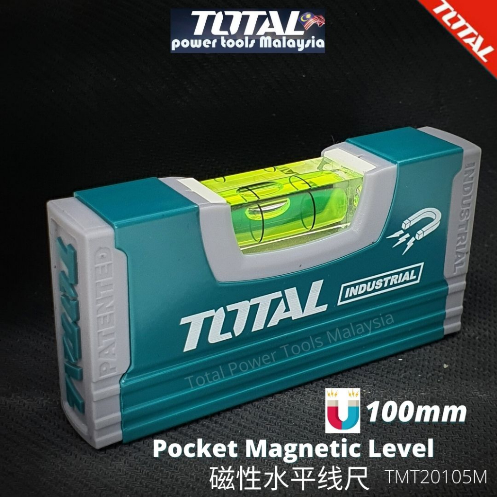 TOTAL Pocket Magnetic Water Level Ruler / Spirit Level 100mm 4'' 磁性平水线尺 ...