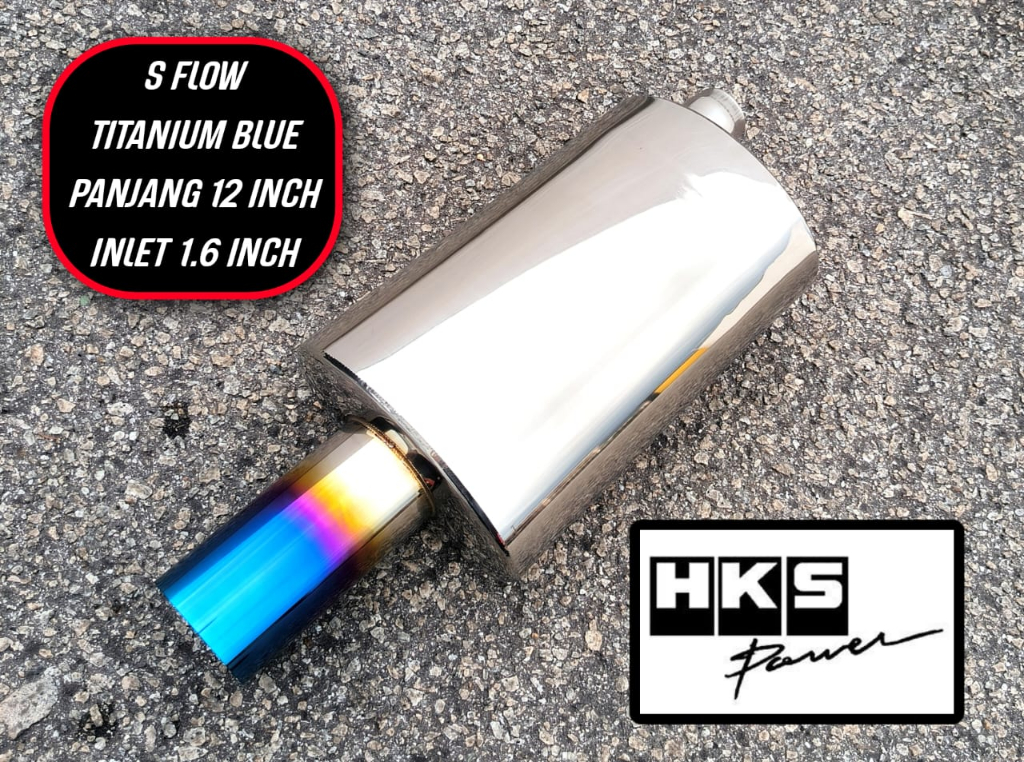 HKS S Flow Muffler Bunyi Sport, Pickup ada, Long, Stok Sedia, sesuai utk Myvi, Axia, Kancil ...