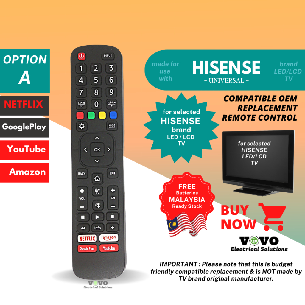 Hisense Universal LCD / LED TV Replacement Remote Control EN2B27 ...