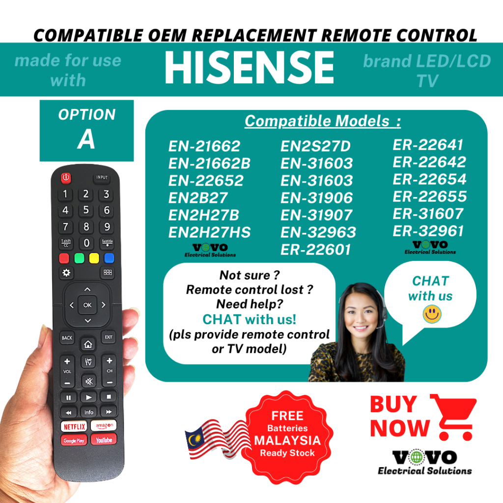 Hisense Universal LCD / LED TV Replacement Remote Control EN2B27 ...