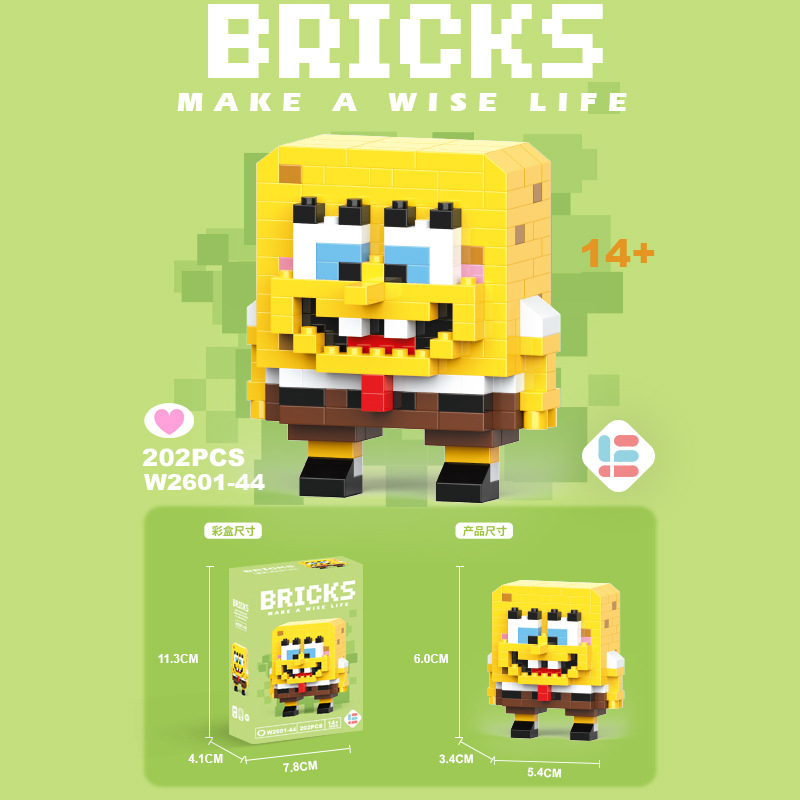 3D Mini Building Block Cute Character Model Nano Block Cartoon block ...