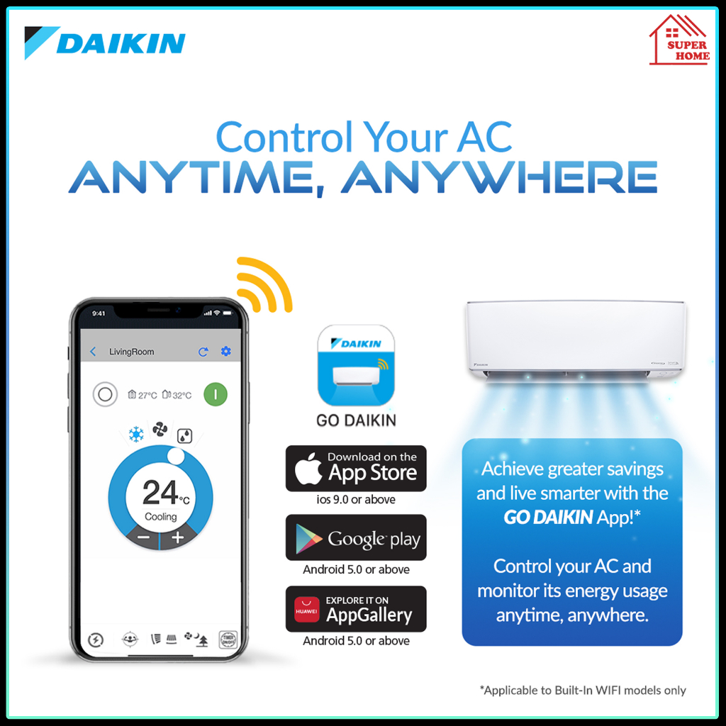 Daikin 2.0hp Non Inverter Air Conditioner FTV50PB & RV50PBV1M ((WiFi ...