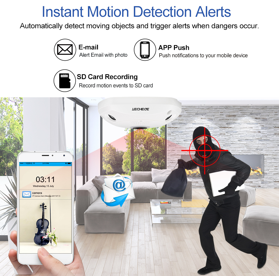 V380 PRO 3MP 1536x1536 High Resolution VR 360 Degree Panoramic Fisheye ...