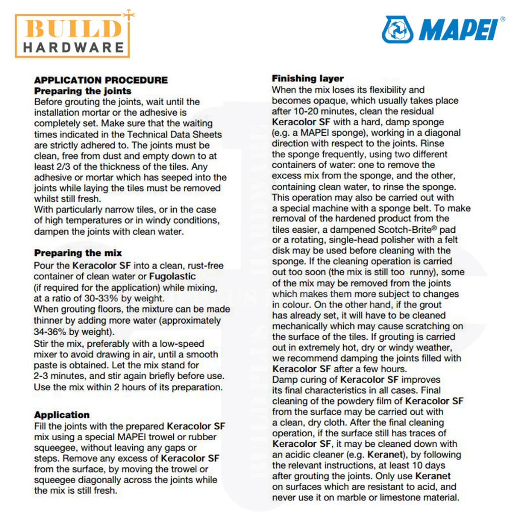 MAPEI Keracolor SF 2kg Polymer Modified Cementitious Grout 多彩细缝填缝剂 ...