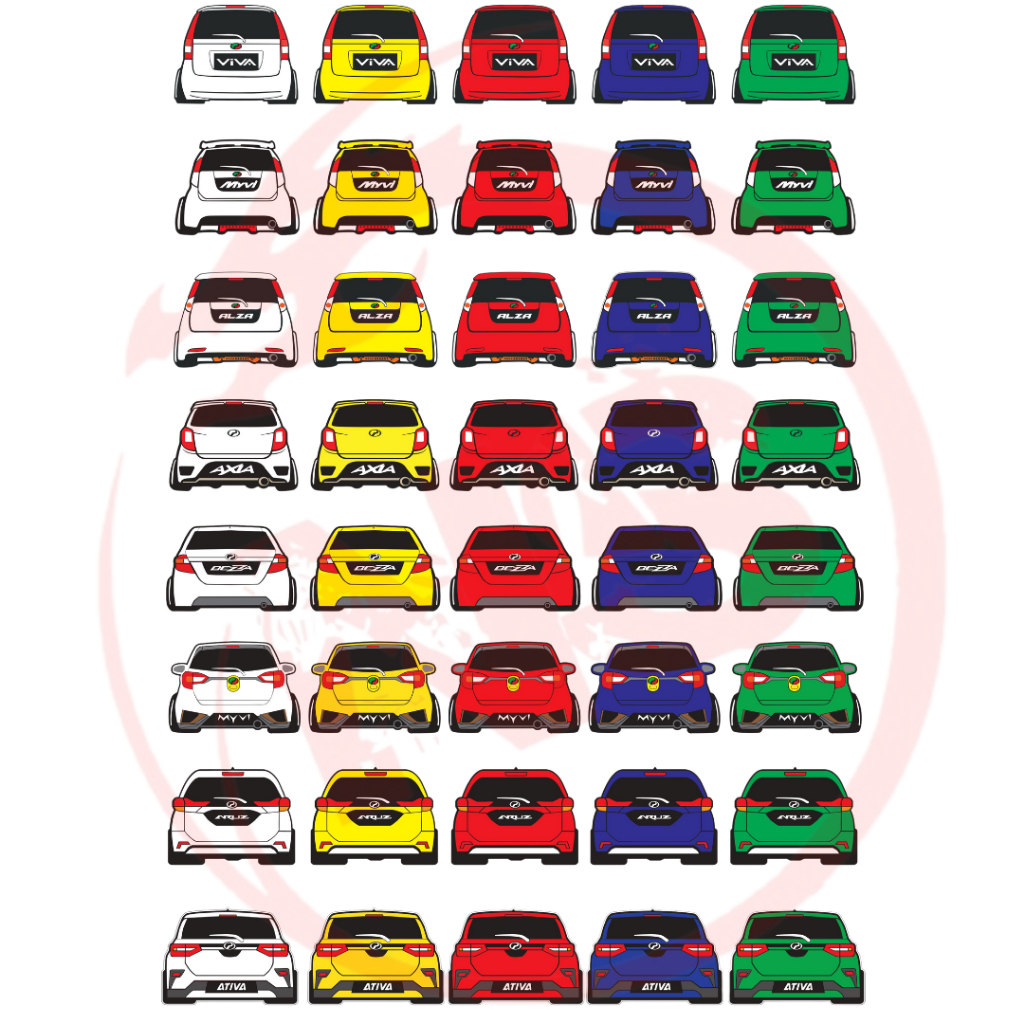 Perodua Car Model Sticker( No Plat) Myvi/Bezza/Aixa/Viva/Alza/Myvi2018 ...