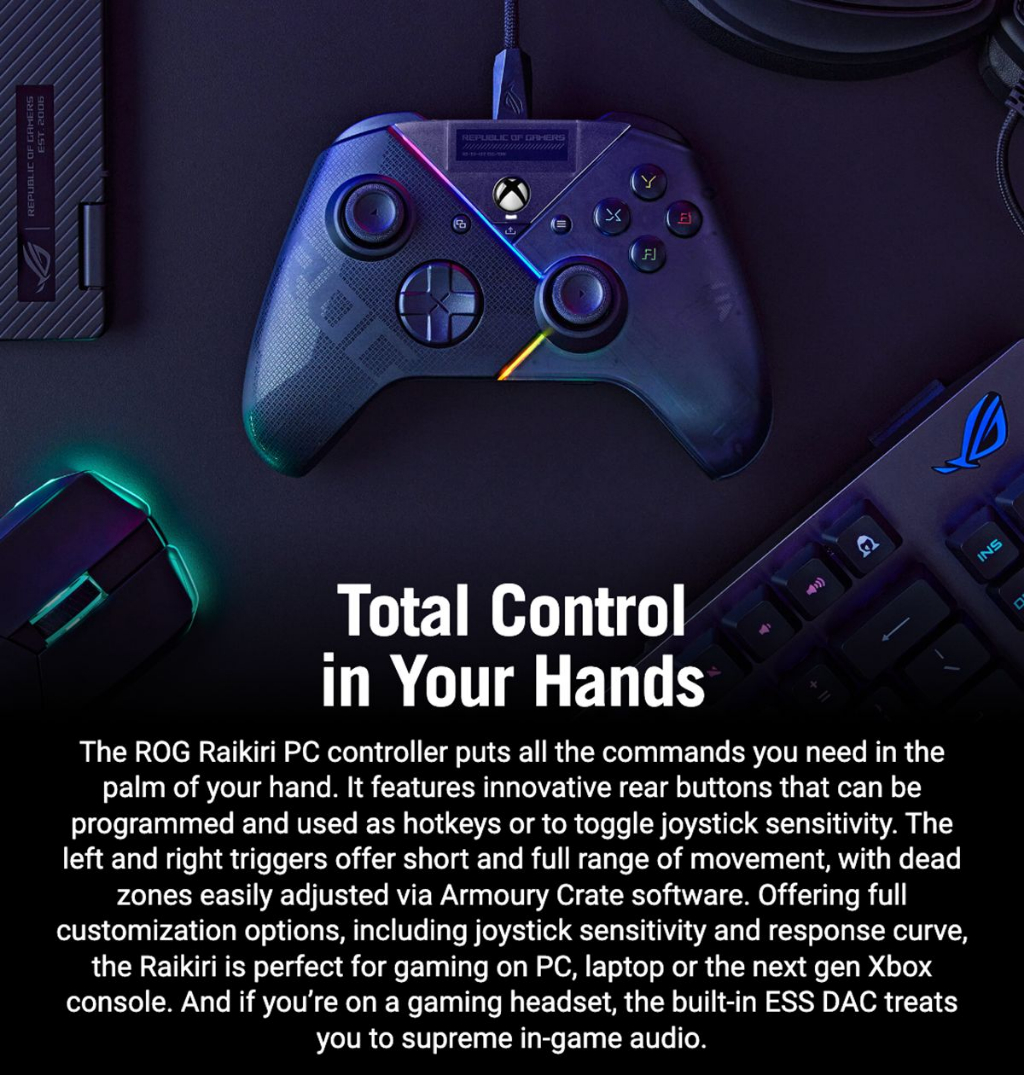 ASUS ROG Raikiri PRO Wireless Game Controller for Gaming PC ROG Ally ...