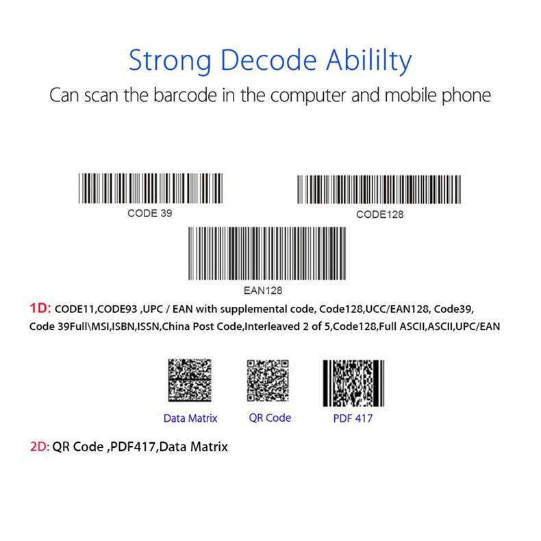 Nteumm S10/S20/ M60/M80/L8/L10 (1D/ 2D/QR Code) USB Wired Bluetooth ...