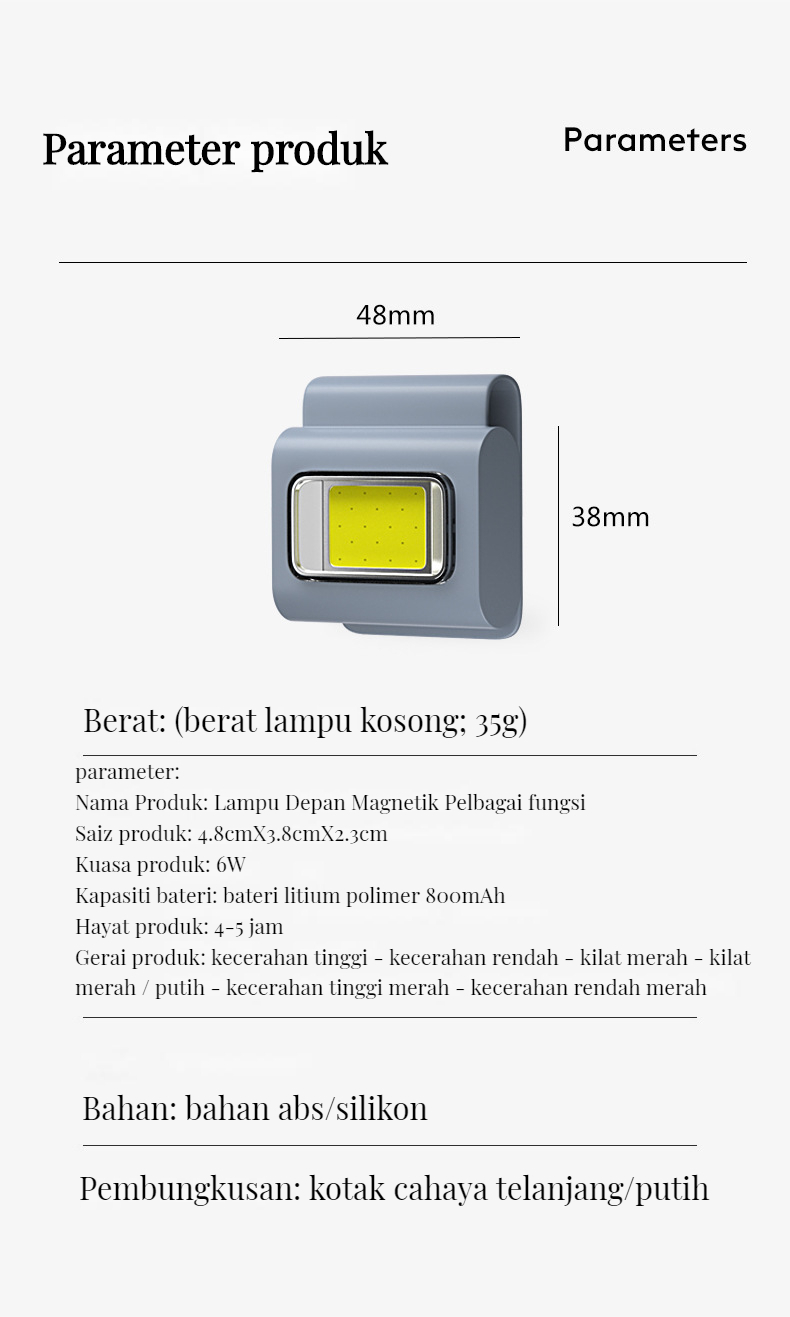 (penghantaran tempatan) lampu beg galas LED baharu lampu sedutan magnet ...