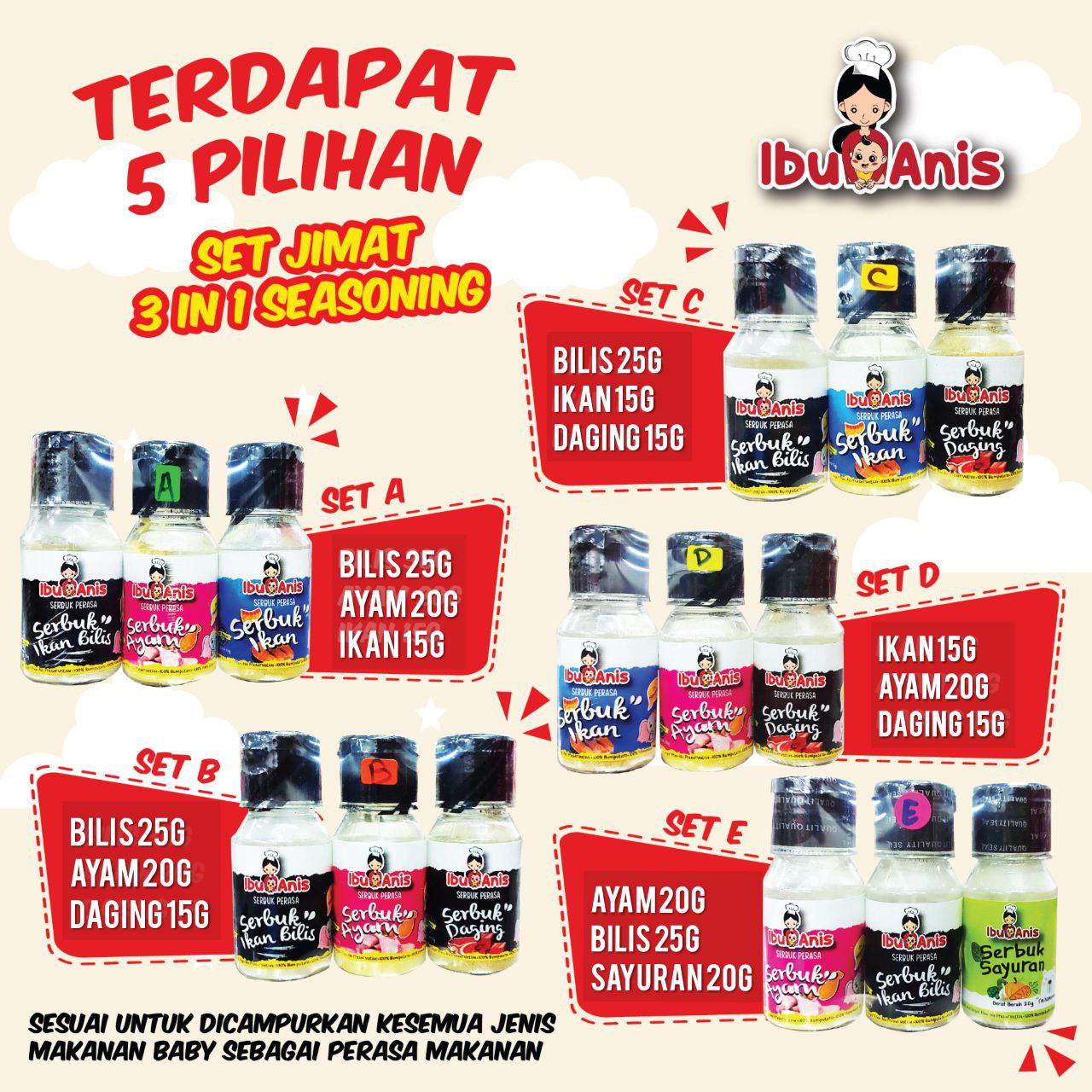 IBU ANIS - Set 3in1 baby seasoning powder @ serbuk perasa makanan bayi ...