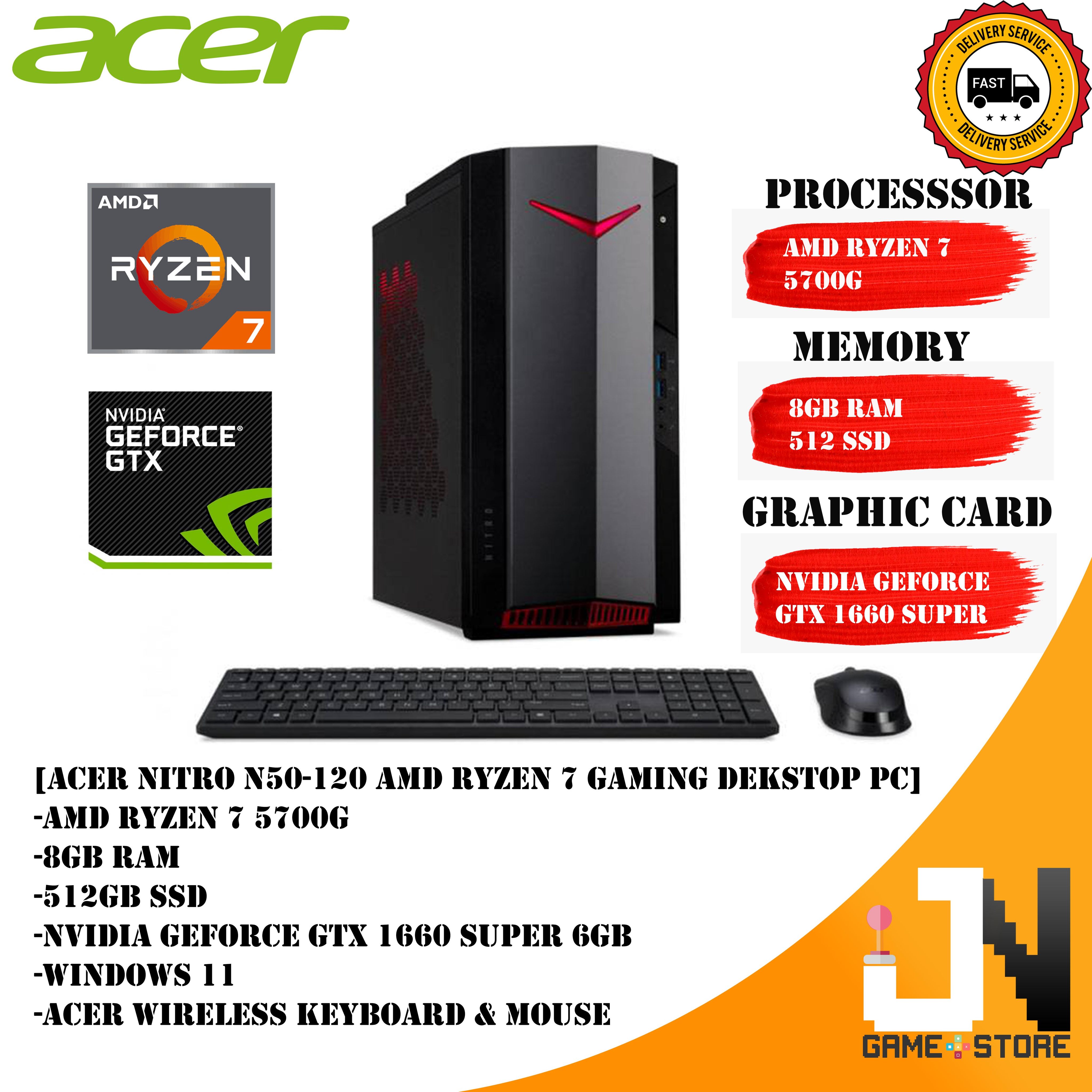 Acer Gaming Desktop PC Nitro 50 N50-120-5700W10D /AMD Ryzen 7 5700G ...