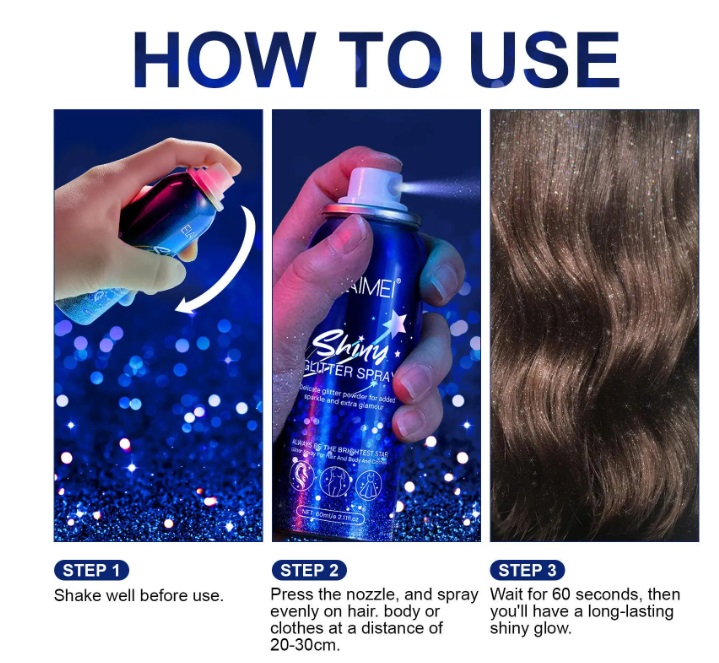 ELAIMEI Glitter Spray for Hair and Body 60ml | Shopee Malaysia