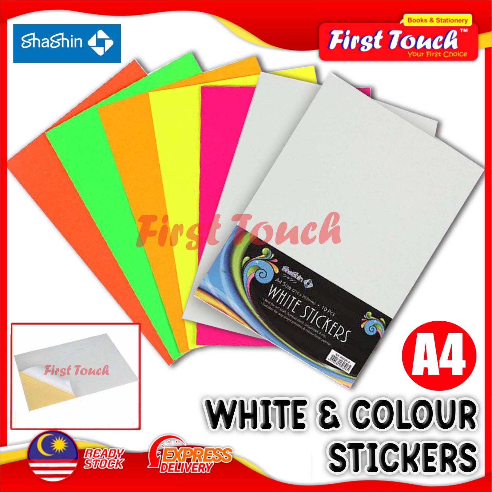 A4 White Sticker Colour Sticker 5's / 10's Sticker Paper Label Inkjet ...