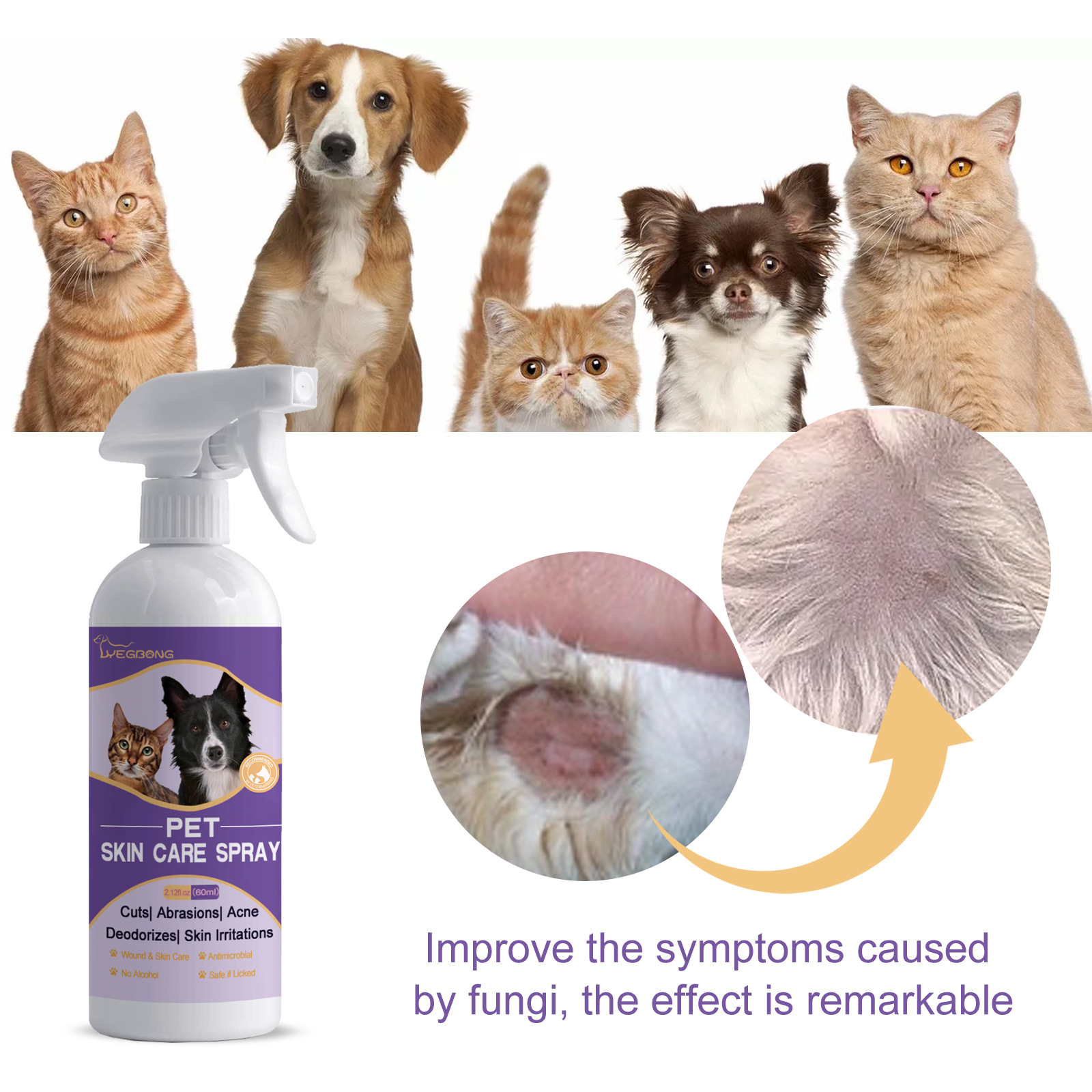60ML Pet Spray Repellent Ringworm Spray Luka Kudis Jangkitan Kulat ...