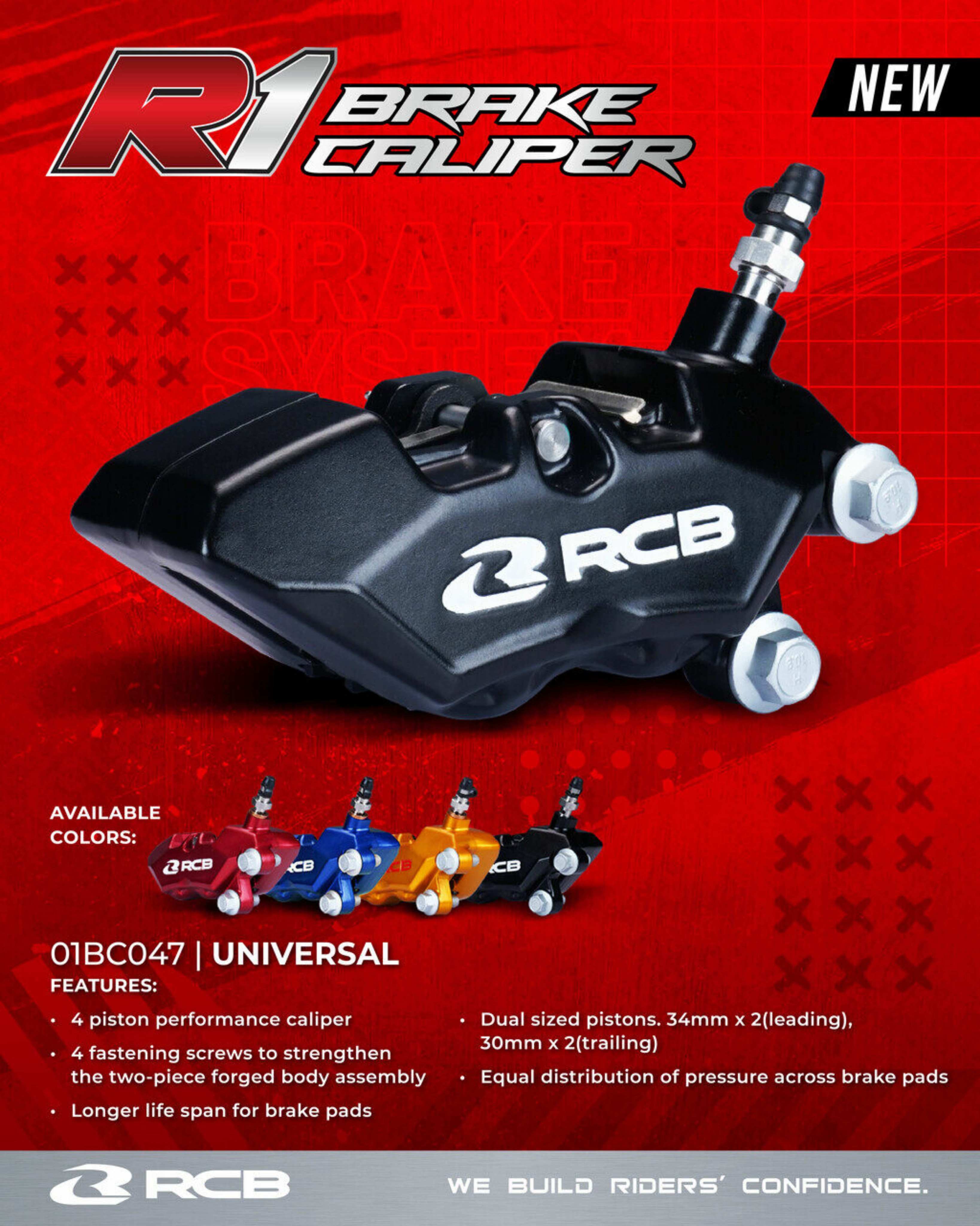 RCB R1 SERIES 4 PISTON CALIPER UNIVERSAL KELIPER 30MM 34MM | Shopee ...