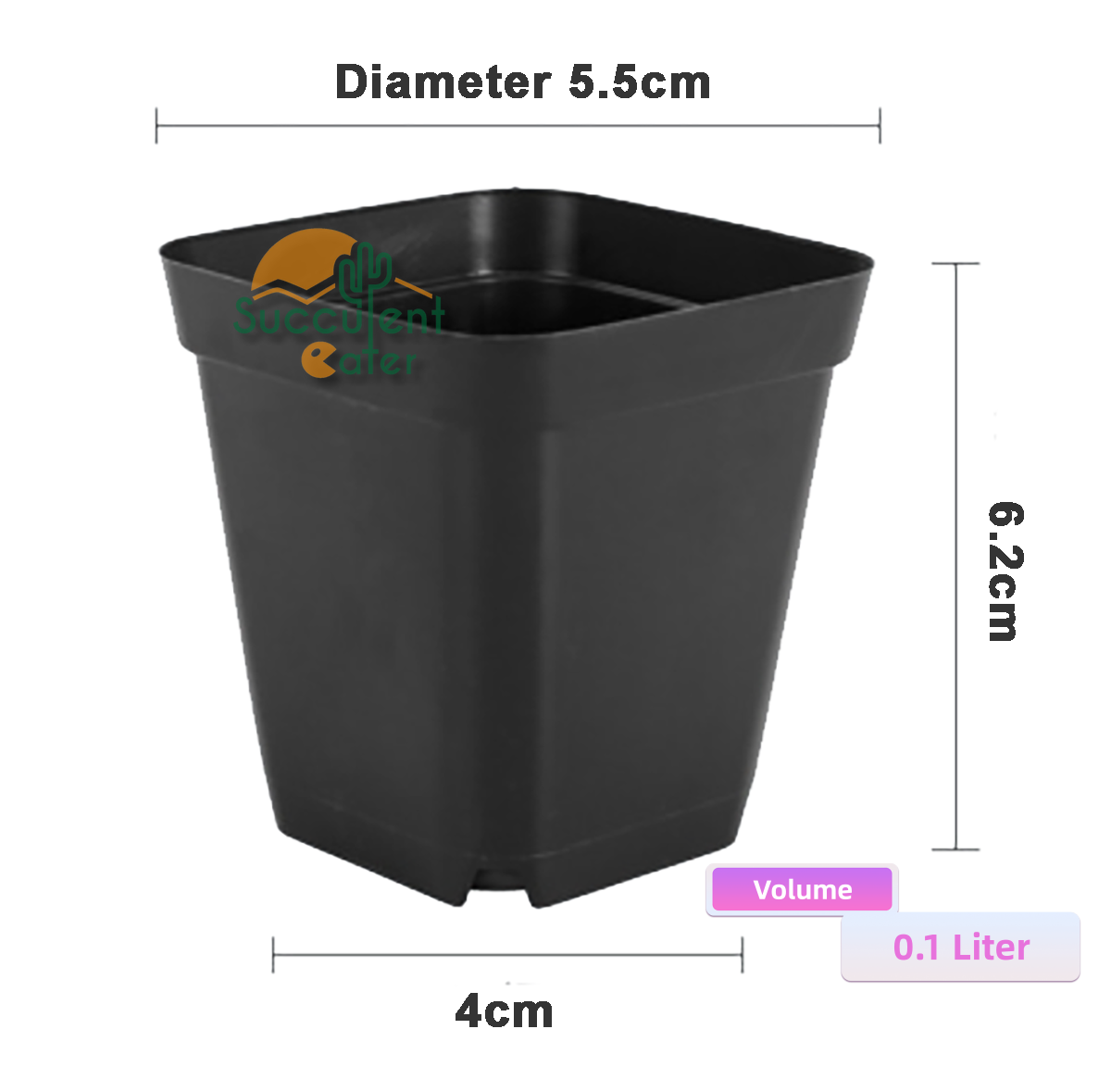 5.5cm Mini Plastic Flower Pot Succulent Cactus Pasu Plastik 迷你四方盆 ...