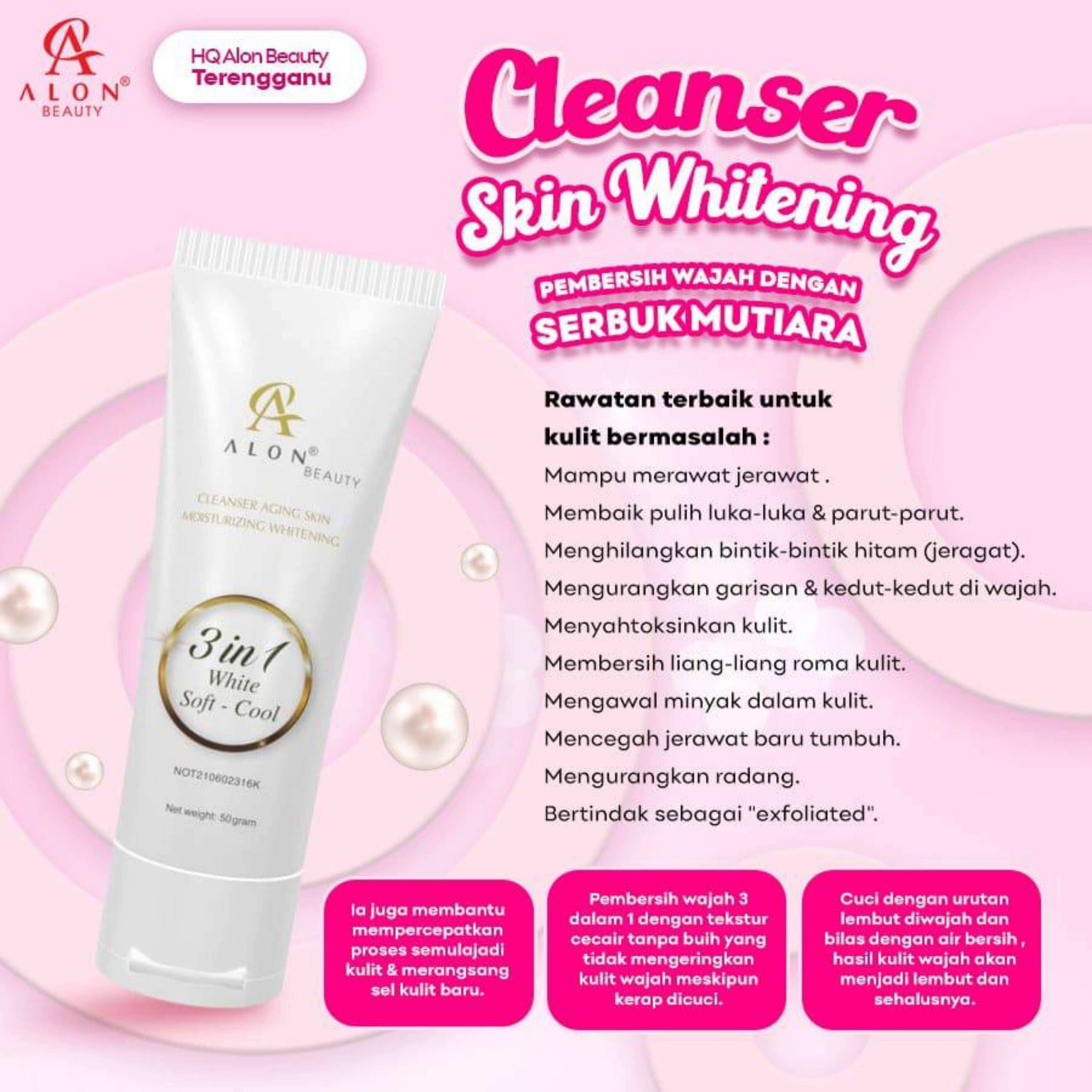 {{ NEW!! }} ALON BEAUTY CLEANSER 3 IN 1 White+Soft+Cool (50g/120g ...