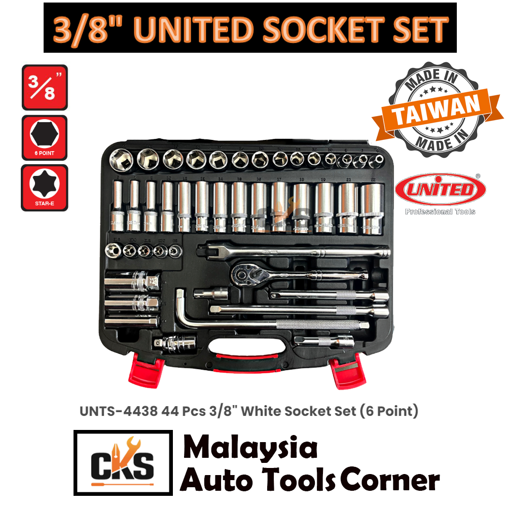 44PCS X 3/8" UNITED Socket Set Hand Tools Medium Box Socket | Shopee Malaysia