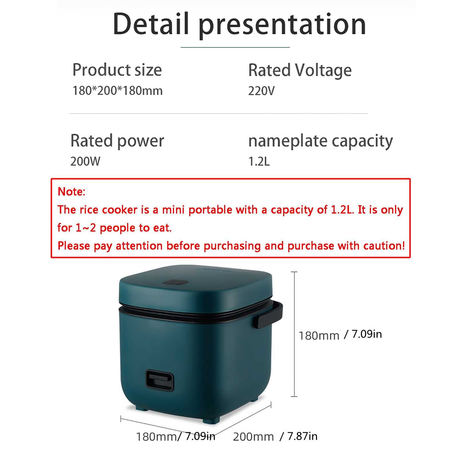 1.2L Smart Cooker Mini Rice Cooker with Non-stick Pot and Steamer 1.2L ...
