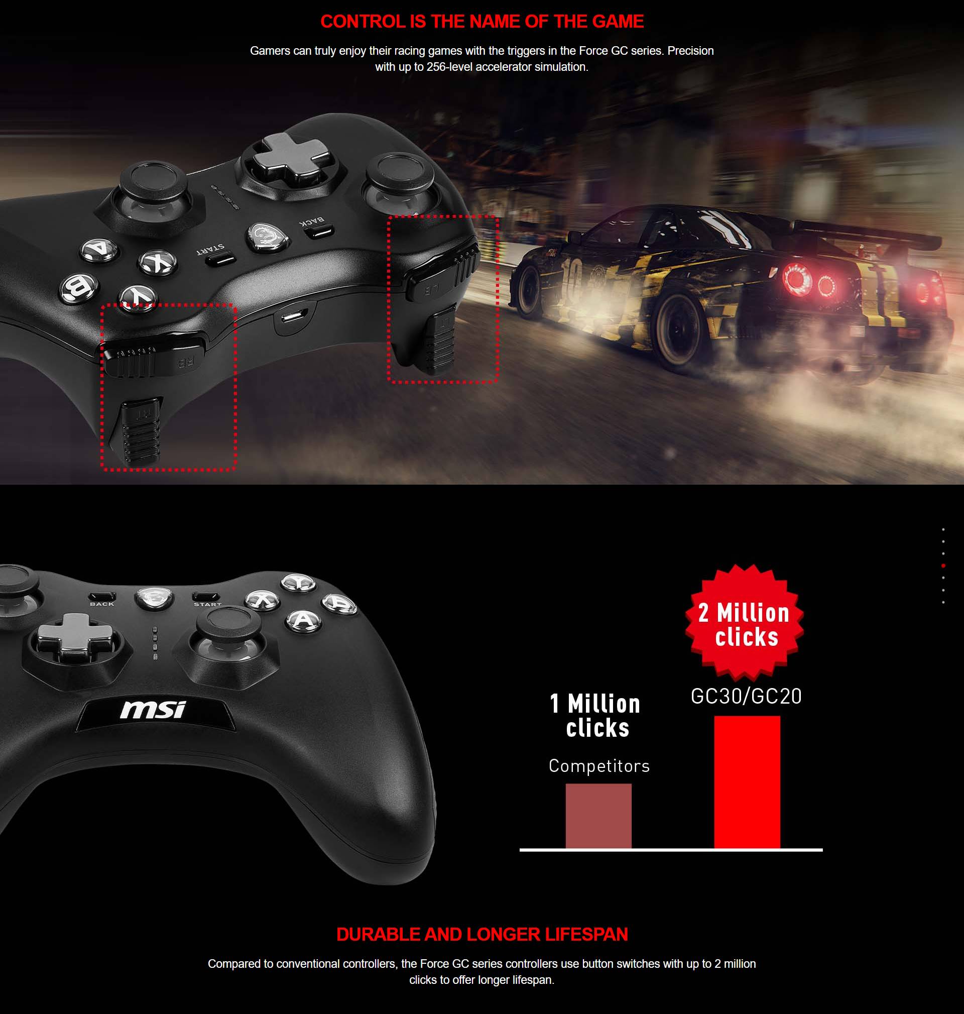 MSI FORCE GC20 V2 WIRED GAMING CONTROLLER (BLACK /WHITE) | Shopee Malaysia